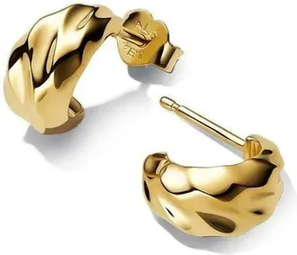 Pandora Pandora Essence Gewellte Offene Creolen-Ohrringe aus 14 Karat Vergoldetem Sterling Silber, 263873C00