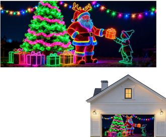 Generico Garagentorabdeckung f&uuml;r Weihnachten, Flacher Hintergrund, fluoreszierend, aktiviert durch UV-Licht, 2D, f&uuml;r Garagentor, Party, T&uuml;r, Hof