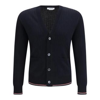 Thom Browne Rippstrick-Cardigan aus Merinowolle - - Knitwear - Herren - Blau - S