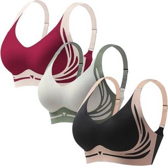 Generic Lot de 3 soutiens-gorge de sport sans couture pour femme - Soutien-gorge de sport doux - Réglable et confortable - Soutien-gorge de sommeil sans armat