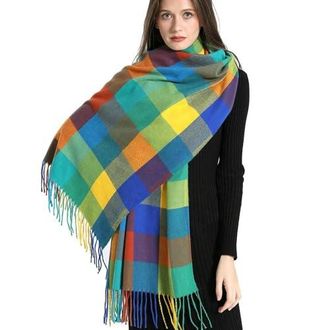 Generic QXDZSW &Eacute;charpe &agrave; carreaux dhiver chaude en cachemire pour femme longue pashmina Foulard Foulard Femme Foulard Lady Tassel Ch&acirc;le Wraps, DG6752-01, 70x2