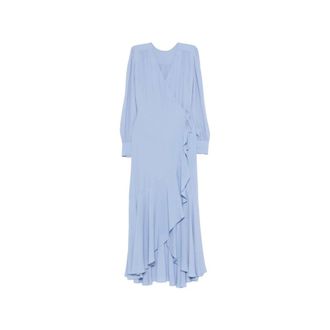 Twinset Femme, Robes, Bleu, Taille: 40 FR Robe portefeuille &agrave; volants