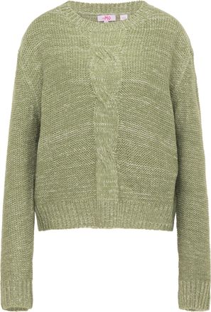 Mymo Strickpullover Damen Moos Wollwei&szlig;