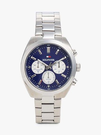Tommy Hilfiger Montre chronographe à maillons et cadran bleu