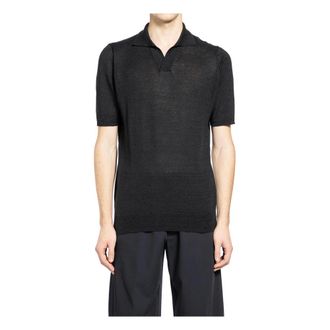 Lardini Polo en maille coton lin - Homme - Tops - Noir - Taille: L
