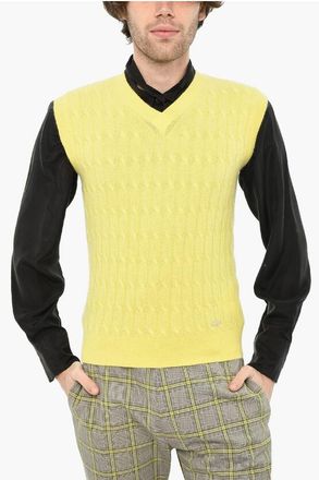 Dsquared2 Cable Knit Sleeveless V-Neck Sweater size M