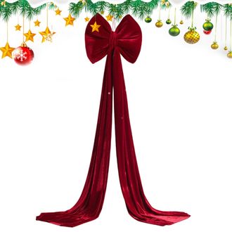 Generic Weihnachtsbaum Spitze Mit Schleife - Gro&szlig;e Rote Samt Baumspitze 180 cm, Dekoration F&uuml;r Festtage, Eleganter Baumaufsatz | F&uuml;r Party Feier Schlafzimmer 