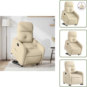 vidaXL Relaxsessel mit Aufstehhilfe Creme Stoff - Relaxsessel - Fernsehsessel - TV-Sessel - Aufstehhilfe - Elektrischer Lift - The Living Store