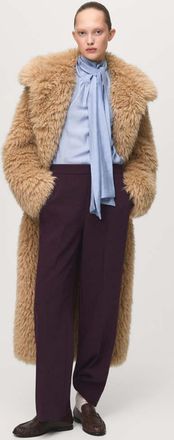 Mango Pantalon droit taille haute prune - Femme - 34 - MANGO