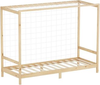 ML Design ML-Design Lit Enfant But de Football Handball, 90x200 cm, en Bois Massif, avec Sommier à Lattes, Échelle dEscalade et Filet, Sans Matelas, Couchage