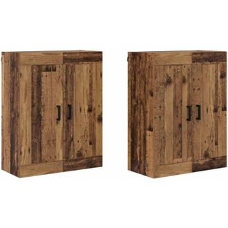 vidaXL Meuble mural Montage mural 2 pcs Bois ancien 69,5 x 34 x 90 cm vidaXL