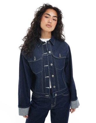 Daisy Street Veste en jean ajust&eacute;e densemble &agrave; empi&egrave;cements - Indigo-Bleu marine