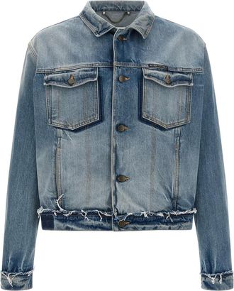 Maison Margiela Homme, Vestes, Bleu, Taille: 2XL Veste en jean &agrave; effet us&eacute;