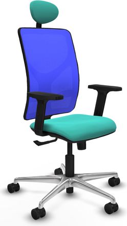 Piqueras y Crespo Verstellbarer Lendenwirbelstuhl mit 2D-Armlehnen und festem Kopfteil, ausgestattet mit 3 Positionen und Schneideschaum. Mit Rollen von 65 mm Nylon, Bl