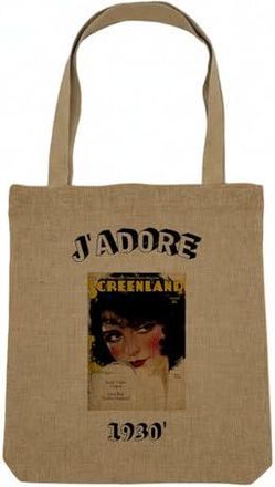 Fabulous Sac Shopping Tote Bag Aspect Lin - JAdore 1930 Vintage Ann&eacute;es 30 Retro Art Deco - Sac de Courses Toile Epaisse 360g Beige Naturel Cabas Port&eacute; Epaule S