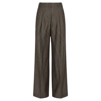 PESERICO Femme, Pantalons, Brun, Taille: 36 FR Pantalon Palazzo &agrave; Double Pince