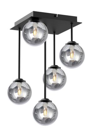 Novel H&auml;ngeleuchte, Schwarz, Metall, Glas, rund,rund, 25.5x41x25.5 cm, RoHS, CE, Lampen & Leuchten, Innenbeleuchtung, H&auml;ngelampen, Pendelleuchten