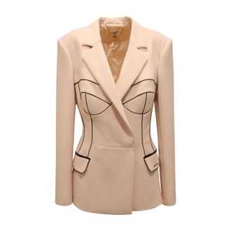 Elisabetta Franchi Giacca Doppiopetto WO Jacket - - Jackets - Damen - Beige - XL