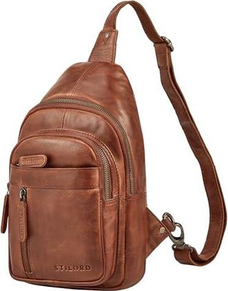 STILORD Montego 2-En-1 Grand Sac Poitrine Homme Cuir Sacoche Bandoulière Cuir Véritable Sling Bag Porté Épaule Sac a Dos une Sangle Pour Randonnée Voyage Temp