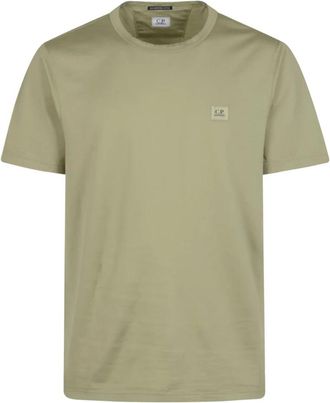 C.P. Company C.p. Company, Homme, Tops, Vert, Taille: XL Mercerized Jersey 70/2 Gasato Short Sleeve Patch T-Shirt
