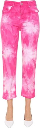Msgm Msgm, Femme, Jeans, Rose, Taille: 34 FR Jean Cropped en Denim Tie-Dye Taille Haute