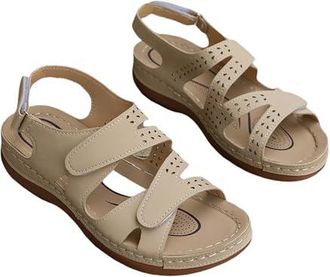 Generic Sandales à pieds larges pour femme - Sandales de sport avec soutien de la voûte plantaire - Sandales dextérieur confortables - Sangle Velcro réglable 