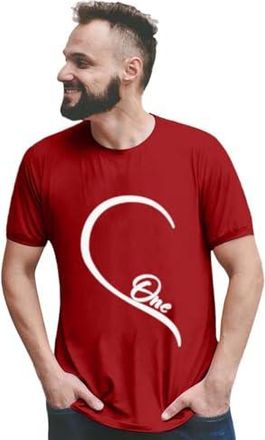 Generic T-shirt d&eacute;contract&eacute; &agrave; manches courtes et col rond pour homme de couleur unie 2026 (2), Rouge, 3XL
