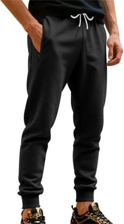 Generic Pantalon de surv&ecirc;tement &agrave; revers pour homme avec cordon de serrage pour salle de sport et salon - Coupe confortable - Port quotidien avec poches zipp&eacute;
