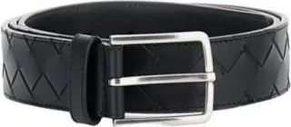 Bottega Veneta G&uuml;rtel - Intrecciato Patterned Calfskin Leather Belt - Gr. 100 - in Schwarz - f&uuml;r Damen