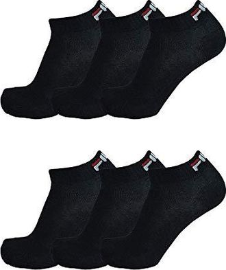 Fila Fila 6 paires de chaussettes quarter sneaker socks Trainer unisexes - plusieurs couleurs, Noir, 35-38