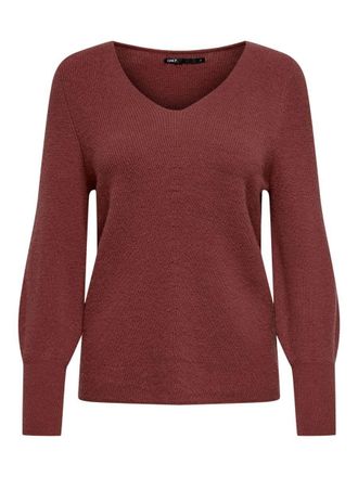 Only Damen Onlatia L/S V-Hals trui KNT Noos Pullover, Mineral Red, 3XL EU