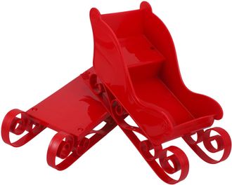 PartyKindom 2stücke Unvollendete Weihnachts-Schlitten Deko Rot Weihnachtsdeskornament Ski-Schlitten Figuren Für Festliche Tisch Raumdekoration