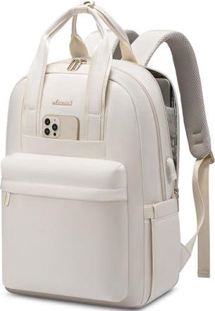 Lovevook Sac &agrave; dos pour femme - Grand sac &agrave; dos &eacute;tanche - Avec compartiment pour ordinateur portable - Pour l&eacute;cole, luniversit&eacute;, les voyages, le travail, cr&egrave;me