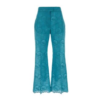 Valentino Garavani Hose mit ausgestelltem Bein und Blumenstickerei - - Trousers - Damen - Blau - M