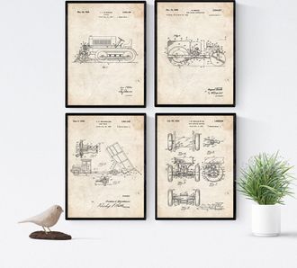 Nacnic VINTAGE - Packung mit 4 Blatt mit PATENTEN LKW. Stellen Sie Plakate mit Erfindungen und alten Patenten. Wählen Sie die Farbe, die Sie mögen. Gedruckt 