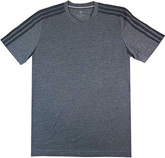 adidas Mens Climalite Poly Cotton Blend 3 Stripe Tee Shirt
