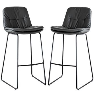 Generic Lederbezogene Barhocker, gepolsterte Tresenhocker mit R&uuml;cken- und Fu&szlig;st&uuml;tze, hohe Barhocker f&uuml;r K&uuml;cheninsel, Caf&eacute;, Kneipe