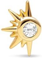 Singularu Boucle dOreille Unique Solar. Argent 925 avec Plaqué Or 18 Kt et Zircone. Bijoux pour Femme