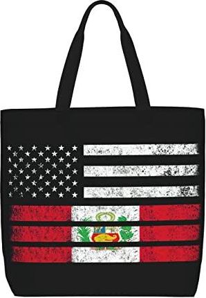 Generic Sac De Courses Drapeau Mi-P&eacute;rou Mi-Am&eacute;rique Grand Sac A Main Pliable Lavables Sacs En Toile &Eacute;paule, Pour Femmes, Burea, Shopping, &Eacute;cole