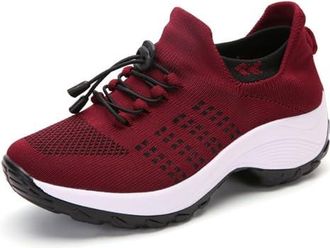 Generic Chaussures de marche respirantes décontractées et légères à enfiler pour femme - En maille - Soutien de la voûte plantaire - Baskets de course à pied 