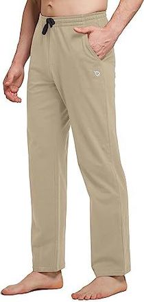 Baleaf Pantalon de Jogging Large en Coton pour Homme - Pantalon de Loisirs - Jambe Droite - Pantalon de Sport pour Homme - Pantalon de Yoga - Pantalon de sur