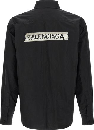 Balenciaga Masking Tape Print Shirt - Black