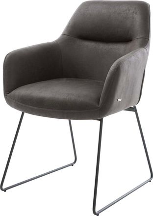 DELIFE Polsterstuhl Pejo-Flex Kufengestell Schwarz Mikrofaser Anthrazit Vintage Taschenfederkern