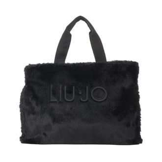 Liu Jo Grand sac cabas en tissu Teddy - Femme - Sacs - Noir - Taille: ONE Size