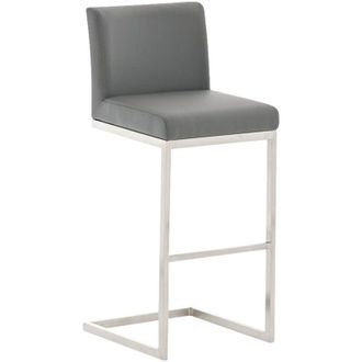 Clp Tabouret de tabouret de tabouret en cuir et en acier Eco High Eco avec un dossier de diff&eacute;rentes couleurs Couleur : Gris