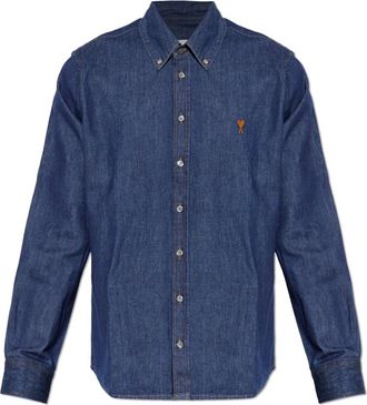 Ami Homme, Chemises, Bleu, Taille: M De Coeur Denim Shirt