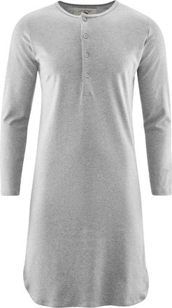 Living Crafts Dominique | Retro-Nachthemd - Bio-Baumwolle, schlaftshirt Unisex, Interlock-Jersey, Rundhalsausschnitt, Dopplenahtsaum (Grey Melange, XL)