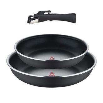 Bergner Set 3 Pcs Poêles (24+28 cm) avec Poignée amovible - Aluminium pressé & points de chaleur - ILAG Essential Coating - Anthracite