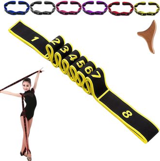 Generic Fitness Resistance Bands, Fitness Resistance Band for Stretching and Yoga, 8-Section Elastic Training Bands with Handle (Yellow)