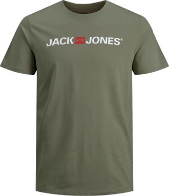 Jack & Jones Herren JJECORP Logo Tee SS Crew Neck NOOS 12137126, Dusty Olive/White - REG, XXXL